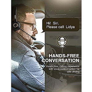 Bluetooth Headset with Microphone, NIXIUKOL Trucker Bluetooth Headset Noise Cancelling Microphone with Charging Base, Hands-Free Wireless Cell Phone Headset for Home Office Call Center Skype PC Laptop