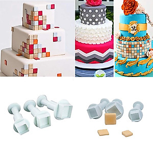3Pcs Square Plunger Cutters Set Fondant Sugarcraft Decorating Cutters Tools-Tiny(0.6")