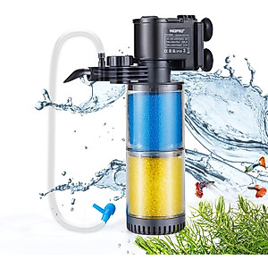 Weipro Aquarium fish tank filter,Submersible fish tank filter with pump, power filter for fish tanks, aquariums, ponds. with 3 stage filter media and strong suction cups (10-40gallon&Height 8.2inch)