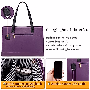 Nerlion Laptop Bag for Women 15.6 Inch Laptop Tote Bag Leather Computer Briefcase for Women Shoulder Bag Office Bag for Women (Purple)