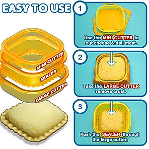 Savoychef Sandwich Cutter and Sealer - Uncrustables Sandwich Maker - Cut and Seal - Great for Lunchbox and Bento Box - Boys and Girls Kids Lunch - Circle, Square, Triangles