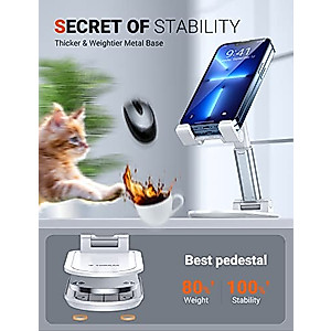 TORRAS Foldable Cell Phone Stand for Desk [Ultra-Portable] Adjustable Desktop Phone Holder Thick Case Friendly Phone Dock Compatible for iPhone 13 12 11 Pro Max, Samsung Galaxy S21+Ultra Note 20 & All