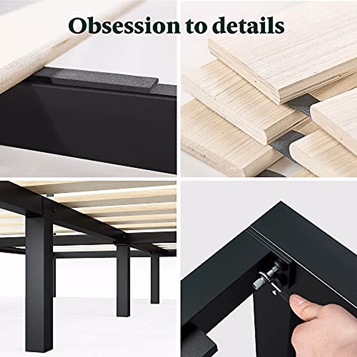 ZINUS Mory Metal Platform Bed Frame / Wood Slat Support / No Box Spring Needed / Easy Assembly, King