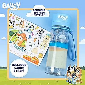 Bluey Decorate Your Own Water Bottle, Repositionable Stickers, Great For Bluey Birthday Parties, Summer Sports, and More, Reusable BPA-Free Water Bottle for Kids Ages 3, 4, 5, 6