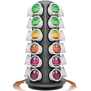 K Cup Holder Carousel-Coffee Pod Holder Organizer Compatible with 36 K-Cups Pods, for Home Kitchen Office Countertop or Coffee Station, Spins 360-Degrees, Detachable, Matte Gray