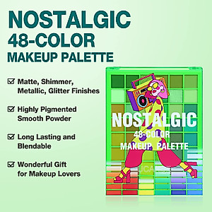 UCANBE Nostalgic Green Eyeshadow Palette - 48 Bright Bold Color Highly Pigmented Eye Shadow, Velvety Smooth Texture Matte Shimmer Glitter Eye Makeup Palletes