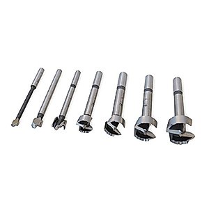 Fisch FSA-280323 1/4-Inch-1-Inch Diameter Cylinder shank Wave Cutter Forstner Bit In Blister, 7-Piece