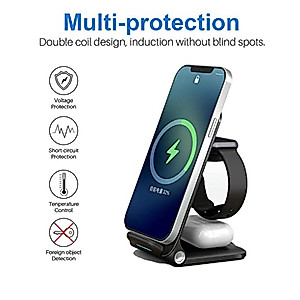 Wireless Charging Station,3 in 1 Wireless Charger Stand,Fast Charging Station Foldable, Compatible with iPhone 12/14/13/11/Pro/Max/XS/Max/XR/XS/X, iWatch 8/7/6/SE/5/4/3/2, Airpods Pro/3/2 etc