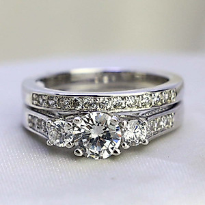 Couple Rings Matching Rings 1CT CZ Wedding Ring Sets for Him and Her Wedding Bands