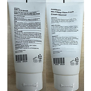 numbuzin No.2 Deep Clean Fresh Cream Cleanser | Foam Cleanser, Gentle Exfoliation, Deep Cleansing, Natural Ingredients | Blackheads, Excess Oil, Dead Skin Cells | Korean Skincare, 4.05 fl. oz.
