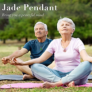 MTLEE Smiling Buddha Necklace, 2 Pieces Jade Pendant for Women & Men, Unisex 18.9inches Chain Necklace, Green & Pink (Crystal Alloy)