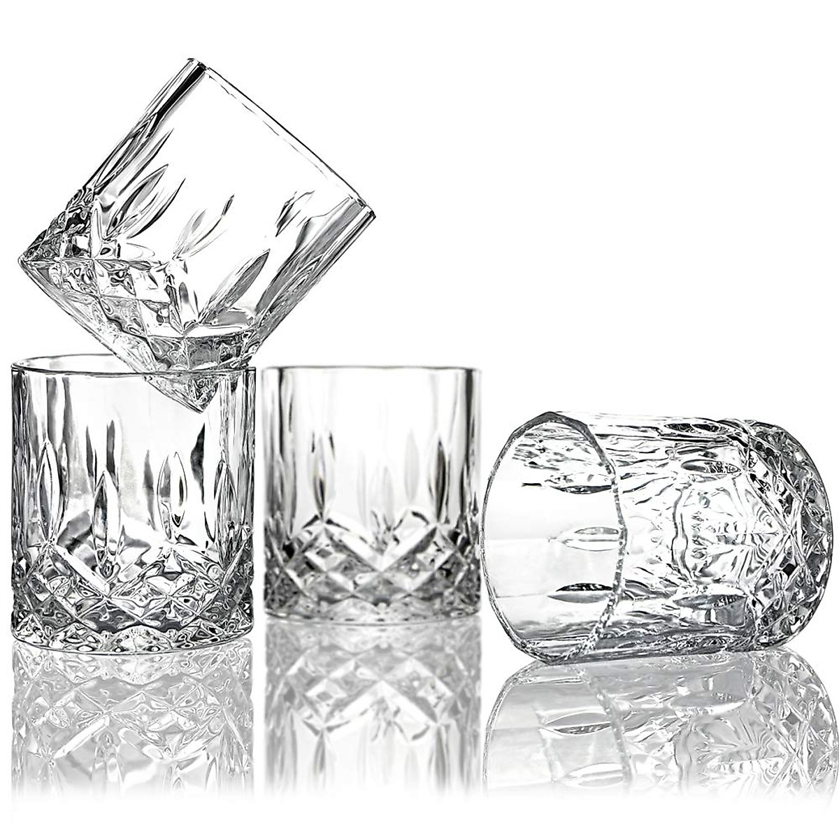 ELIDOMC 11Oz Old Fashioned Glasses With Luxury Giftbox, Unique Lead Free Cocktail Glass, Crystal Clear Whiskey Glasses for Men (Set of 4)