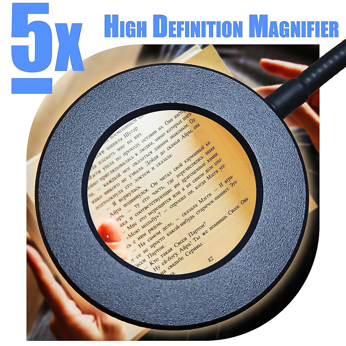 Clip on Magnifying Glass with Light for Crafts Hand Free 5X, 3 Color 48 LED Magnifying Lamp with Light, Desk Lamp with Magnifying Glass and Light, Desk Light with Magnifying Glass Lamp, Magnifier lamp