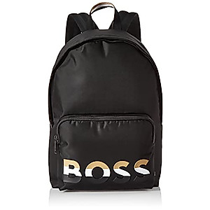 BOSS Men's Iconic Logo Nylon Backpack, Galaxy Black, One Size