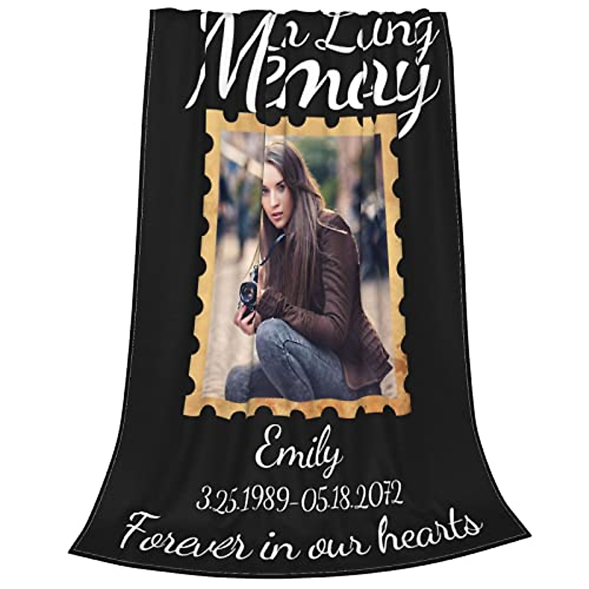 Custom Memorial Throw Blanket - in Loving Memory Photo Blanket for Loss of Mom Dad Grandma Son Daughter - Remembrance Gifts - Personalized Memorial Gift