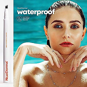 NueDerma Brow Microfilling Pen - Waterproof Eyebrow Makeup, Smudge-proof and Long lasting Microblade Brow Tattoo Pen, (Light Brown)