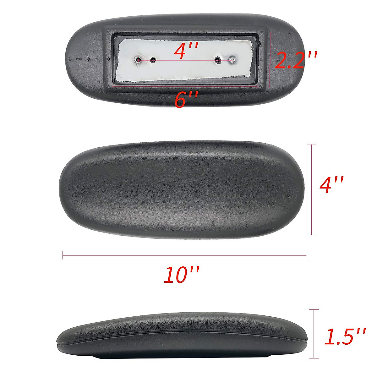 MYFUNSHOP Office Chair Arm Replacement,Gaming Chair Replacement Armrest Arm Pads Universal 4" Mounting Hole Office Chair Parts(1 Pair) Black