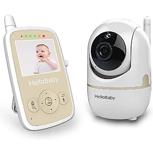 HelloBaby Video Monitor with Remote PTZ Camera, Video Baby Monitor with Audio Sensor, 2-Way Communication,Auto Night Vision,Digital Zoom,Room Temperature Monitoring