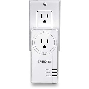 TRENDnet Powerline 1300 AV2 Adapter with Built-in Outlet Adapter Kit, Includes 2 x TPL-423E Adapters, IEEE 1905.1 & IEEE 1901, Gigabit Port, Range Up to 300m (984 ft.), TPL-423E2K (Renewed)