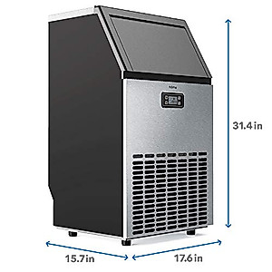 hOmeLabs Freestanding Commercial Ice Maker Machine - Makes 99 Pounds Ice in 24 hrs with 29 Pounds Storage Capacity - Ideal for Restaurants, Bars, Homes and Offices - Includes Scoop and Connection Hose