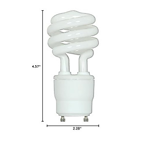 Satco S8205 18 Watt (75 Watt) 1200 Lumens Mini Spiral CFL Soft White 2700K GU24 Base Light Bulb