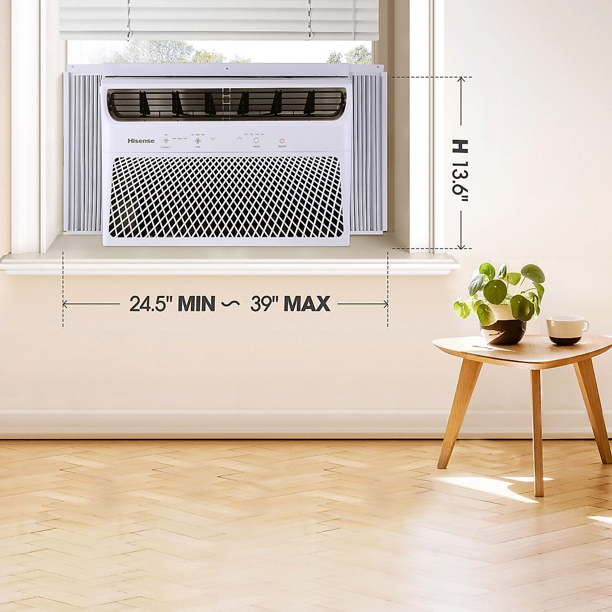 Hisense AHW1022CW1W 10,000 Smart Air Conditioner with Wi-fi Control, Dehumidifier, and Remote, 115V, Window AC Unit for Apartment, Bedroom, Medium Rooms up to 450 Square Feet in White, 10000 BTU
