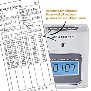 Nile Products 4500PP Calculating Time Clock, Small Business Punch Pak, up to 50 Employees, Includes 25 Time Cards, 1 Ink Ribbon and 2 Security Keys