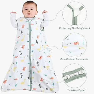 SERAPHY Baby Sleep Sack 6-12 Months, 2-Pack Baby Wearable Blanket with 2-Way Zipper, 0.5 TOG Soft Cotton Toddler Sleeping Sack for Boys Girls