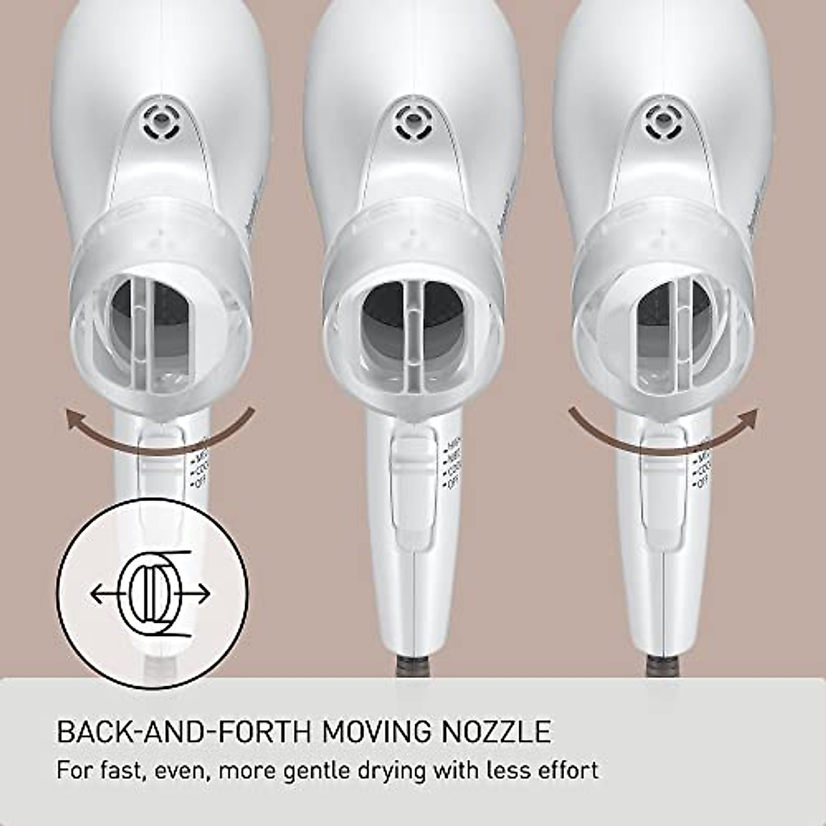 Panasonic nanoe Salon Hair Dryer with Oscillating Quick Dry Nozzle, Folding Hair Dryer for Travel and Home, 3 Airflow Settings for Easy Styling and Healthy Hair - EH-NA2C-W (White)