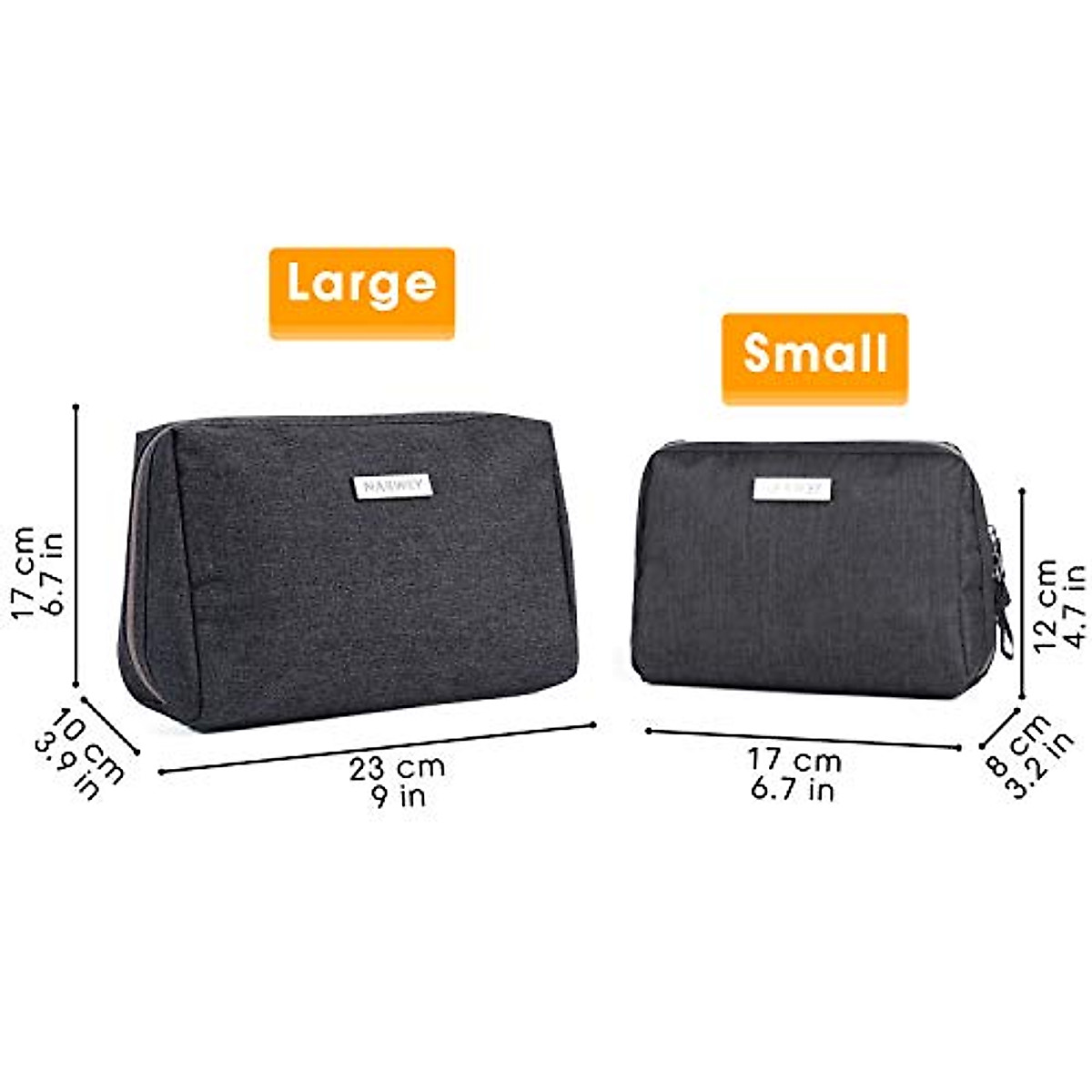 Narwey Makeup Bag Travel Cosmetic Bag Organizer Toiletry Bag Make Up Bags with Compartments for Women (Large, Dark Grey)