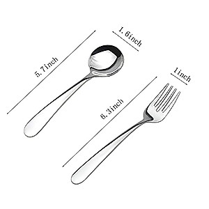 WEKTUNAA Stainless Steel Child Toddler Flatware Set-6 pieces-Kids Fork and Spoon, Mirror Polished, Back to school lunch supplies