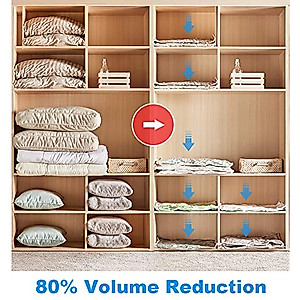 Vacuum Storage Bags Space Saving Bags for Comforters Clothes Pillow Bedding Blanket Storage, Free Travel Hand Pump Included (4 Pack Large - 31 * 24 inches)
