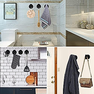 LGSFTBFS 6 Pack Black Towel Hooks, Bathroom Hook SUS304 Stainless Steel Coat Robe Clothes Hook Modern Hook Holder for Bathroom Kitchen Garage Hotel Office Wall Mounted