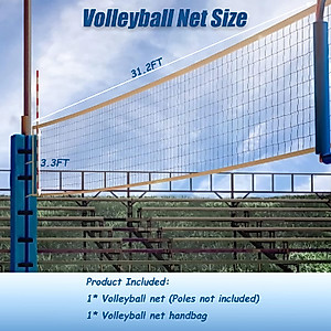 Volleyball Net Outdoor, Heavy Duty Volleyball Net for Backyard, 32 x 3 FT Professional Net with Reinforced Side Tapes for Ground Pool Sports, Portable Replacement Net for Beach (Poles Not Included)