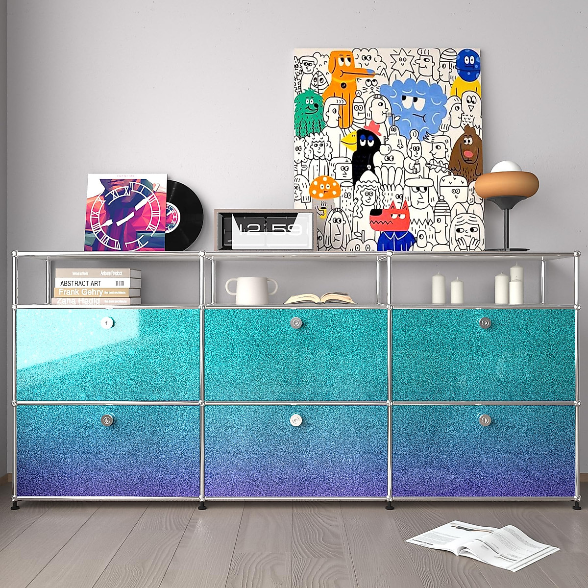 Livelynine Glitter Wallpaper Peel and Stick Blue Teal Green Iridescent Glitter Contact Paper for Cabinets Drawers Countertops Wall Desk Counter Top Cover 15.8x78.8 Self Adhesive Vinyl Wrap for Cricut