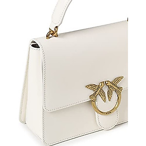 Pinko CROSSBODY BAG IN WHITE LEATHER WITH GOLD LOVEBIRDS LOGO BUCKLE AND CHAIN ​​SHOULDER STRAP 100066A0F1