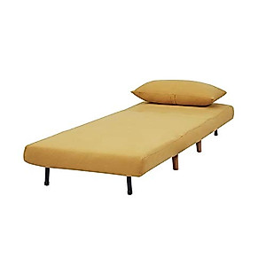GIA Tri-Fold Convertible Polyester Sofa Bed Chair with Removable Pillow and Legs, Yellow 1 pack