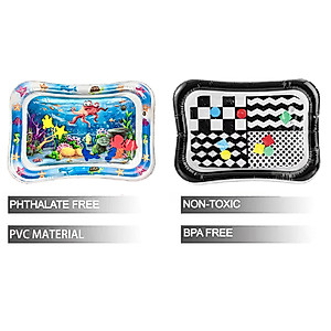 PandaEar 2 Pack Tummy Time Water Mats for Baby, Inflatable Water Play Mats Toys for Infants Newborn Toddlers 3-24 Months Girls and Boys