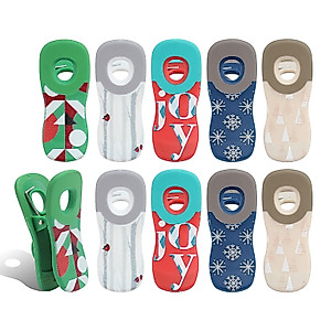 COOK WITH COLOR Christmas Magnetic Bag Clips - 10 Pc. Set of Chip Clips and Snack Clips for Stocking Stuffers- Holiday Kitchen and Food Bag Clips for Airtight Seal for Food Storage (Holiday Joy)