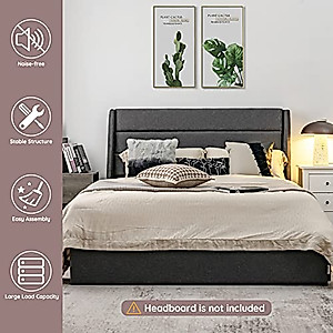 Giantex Bed Frame with 3 Drawers, Heavy Duty Full Size Platform Bed with Wooden Slats, Mattress Foundation with Sturdy Frame, No Box Spring Needed, Dark Grey, Headboard Not Included