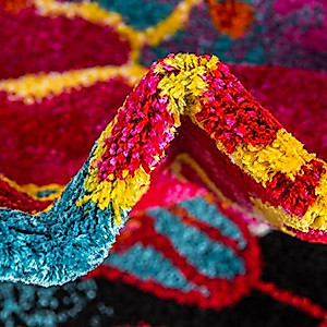 Unique Loom Lyon Collection Colorful Modern Floral Garden Area Rug, Rectangular 9' 0" x 12' 2", Black/Green