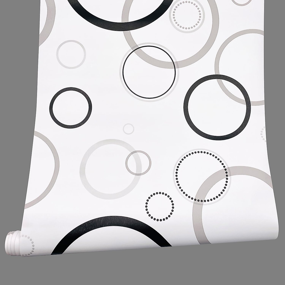 Yifely Black Gray Circles Removable Shelf Drawer Liner Dustproof Furniture Paper 17.7 Inches by 9.8 Feet