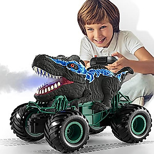 Bennol 2.4GHz Remote Control Dinosaur Car Trucks Toys for Kids Boys, RC Dino Car Toys with Light, Sound & Spray, Indoor Outdoor All Terrain Electric RC Car Toys Gifts for 3 4 5 4-7 8-12 Boys Kids