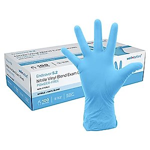 Well Before Exam Vinyl Gloves 4mil Nitrile Blend 5.2g - Nitrile Gloves Latex Free & Powder Free (MEDIUM)