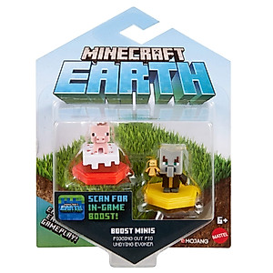 Mattel Minecraft Earth Boost Mini Action Figures 2-Pack, Set with NFC-Chip Toys, Earth Augmented Reality Mobile Game, Based on Minecraft Video Game