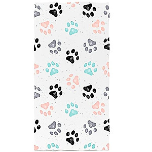IUOCFER Cute Dog's Paw Prints Hand Towels Colorful Animal Pet Footprint Bath Towels 13.6 * 29' Highly Absorbent Kitchen Dish Towels for Bathroom/Kitchen Decoration Hotel Gym Spa Sweat Towels