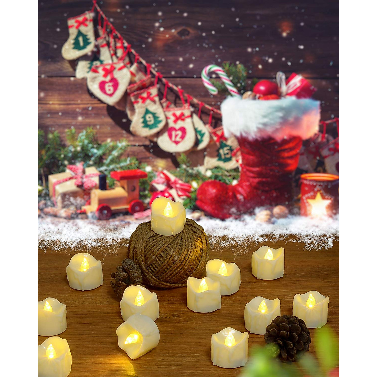 PChero LED Tealights with Timer, 12pcs Flickering Flameless Battery Operated Timed Tea Light Electric Candles for Halloween Christmas Home Party Wedding Centerpieces Decorations