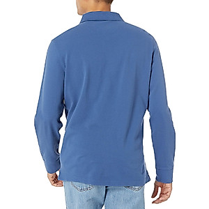 Amazon Essentials Men's Slim-Fit Long-Sleeve Pique Polo, Blue, Large