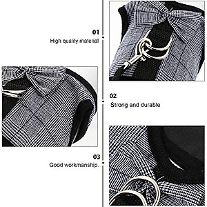 Cat Harness, Rabbit Harness with Leash Soft Mesh Vest Harness Clothes for Rabbit Ferret Bunny Kitten Guinea Pig Walking (S, Black)