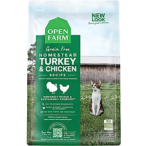 Open Farm Homestead Turkey & Chicken Grain-Free Dry Cat Food, Wild-Caught Fish Recipe with Non-GMO Superfoods and No Artificial Flavors or Preservatives, 4 lbs
